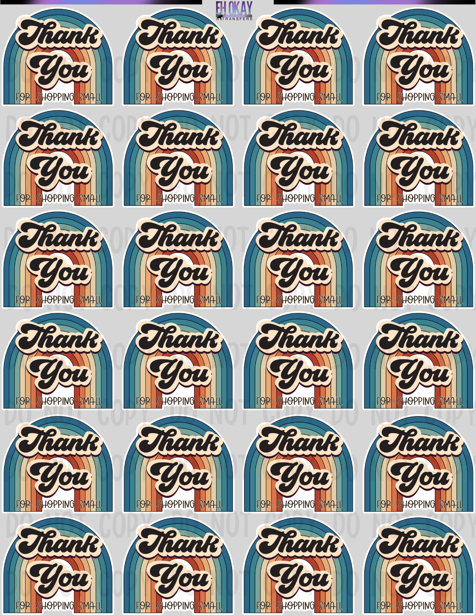 Thank you - Vinyl sticker sheet – Eh Okay Transfers
