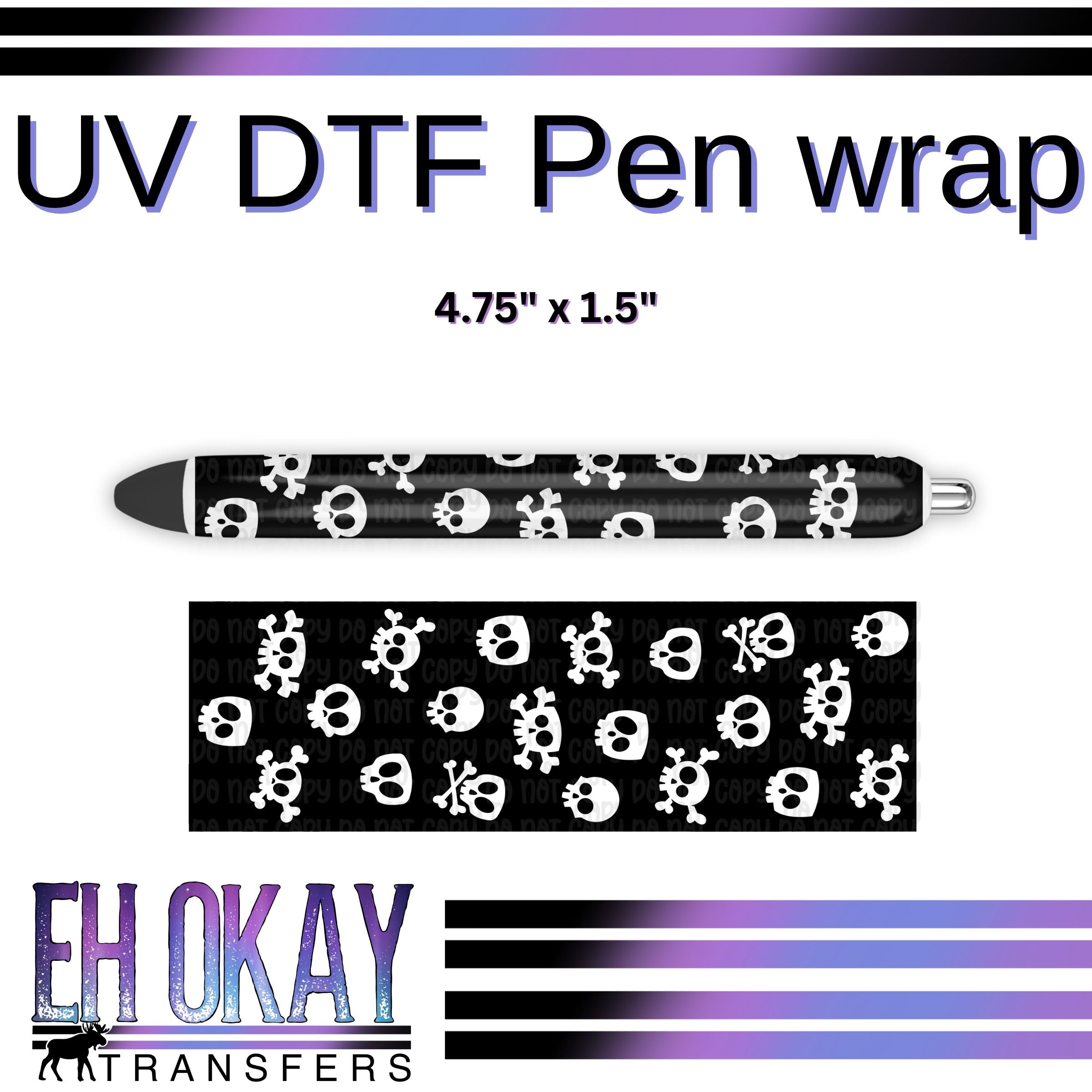 Skulls Pen Wrap - UV DTF – Eh Okay Transfers