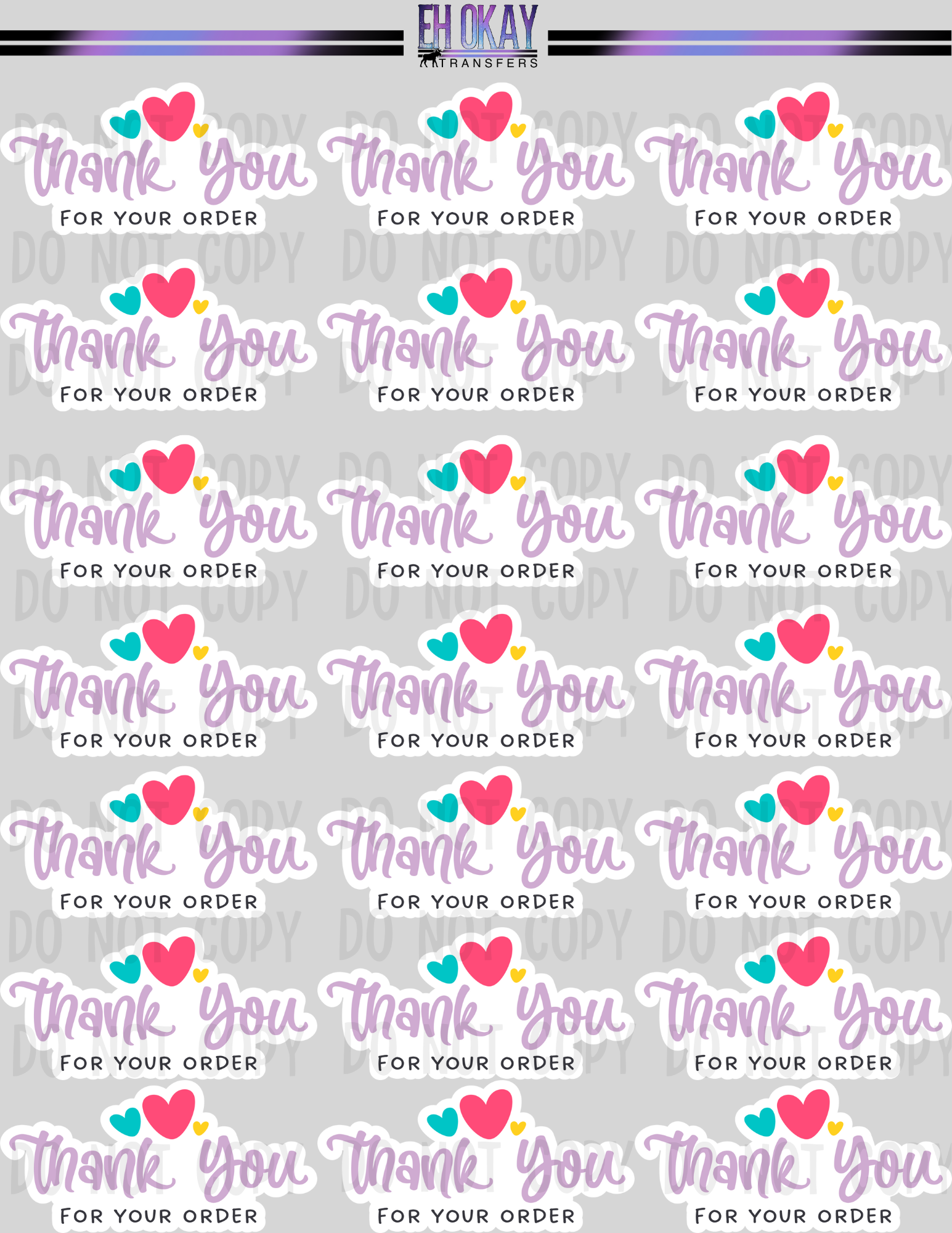 Thank you - Vinyl sticker sheet – Eh Okay Transfers