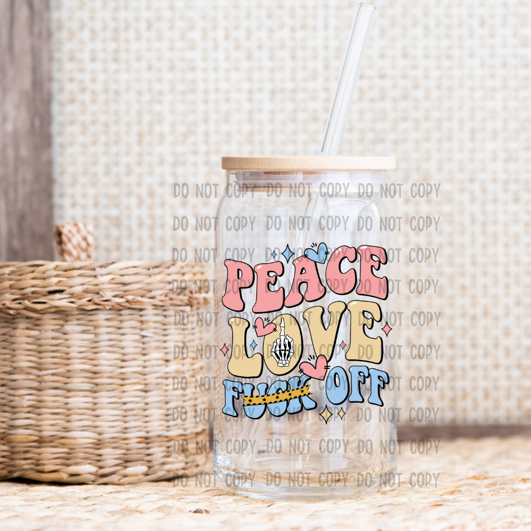 Peace love eff off - UV DTF Decal – Eh Okay Transfers