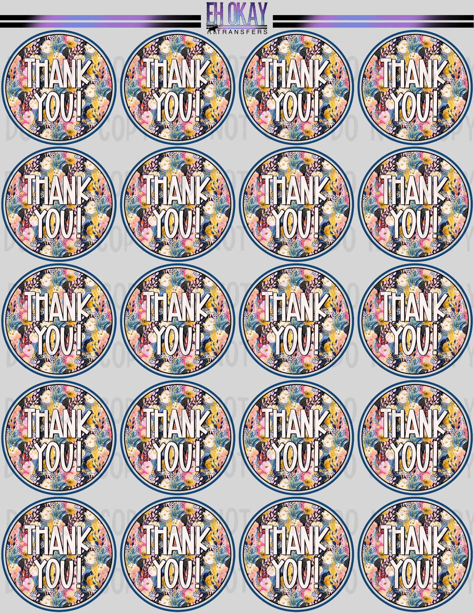 Thank you - Vinyl sticker sheet – Eh Okay Transfers