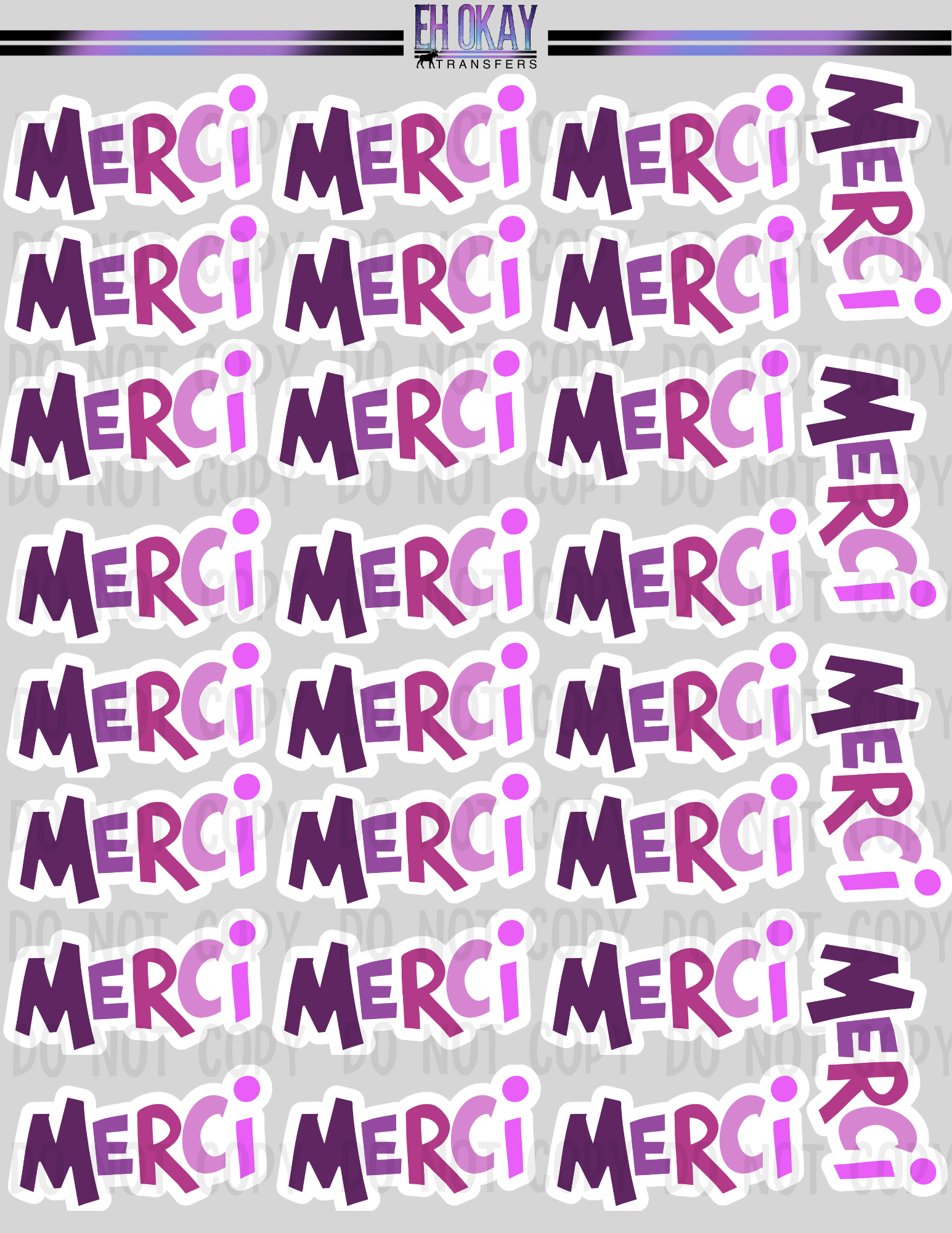 Merci - Vinyl sticker sheet – Eh Okay Transfers