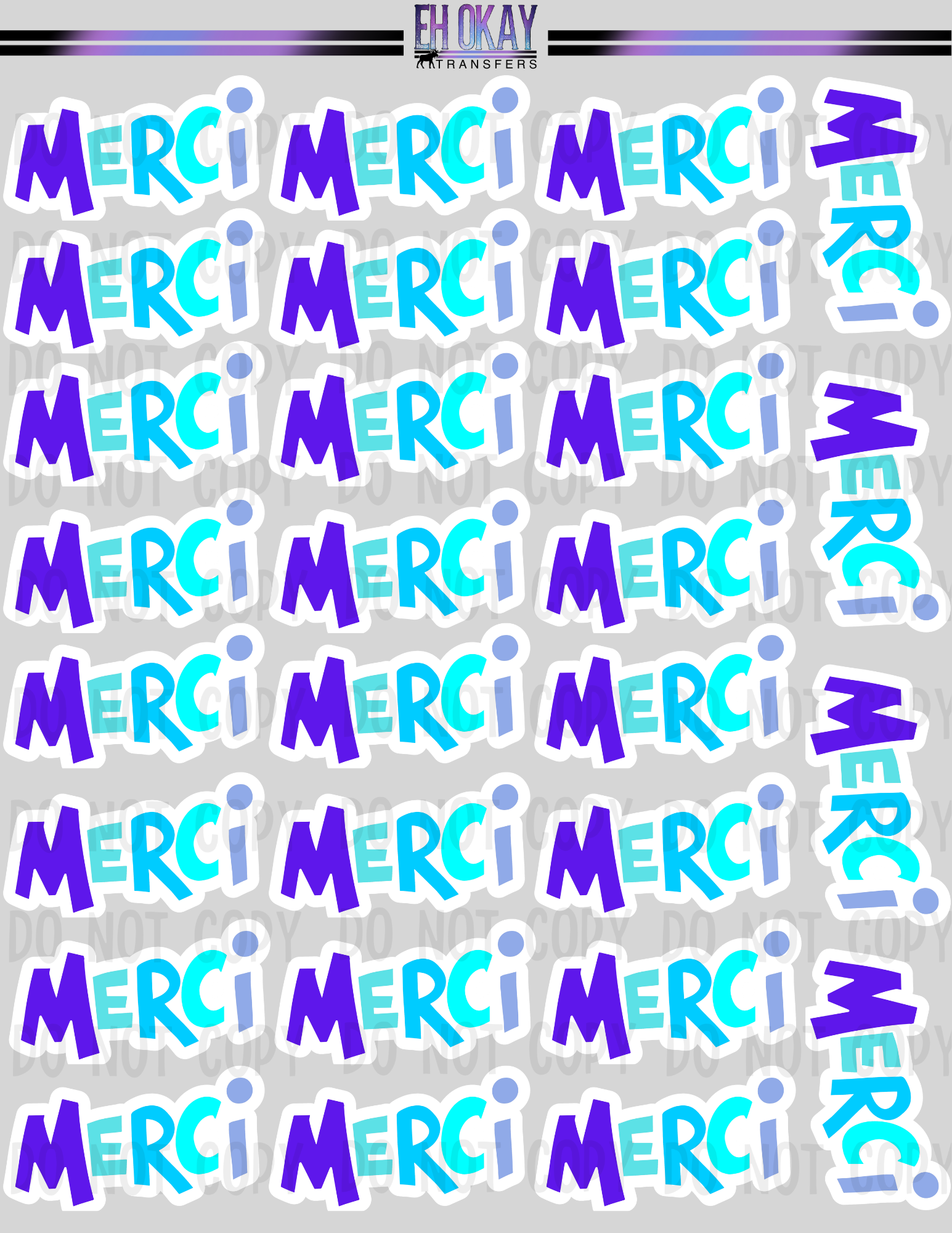 Merci - Vinyl sticker sheet – Eh Okay Transfers