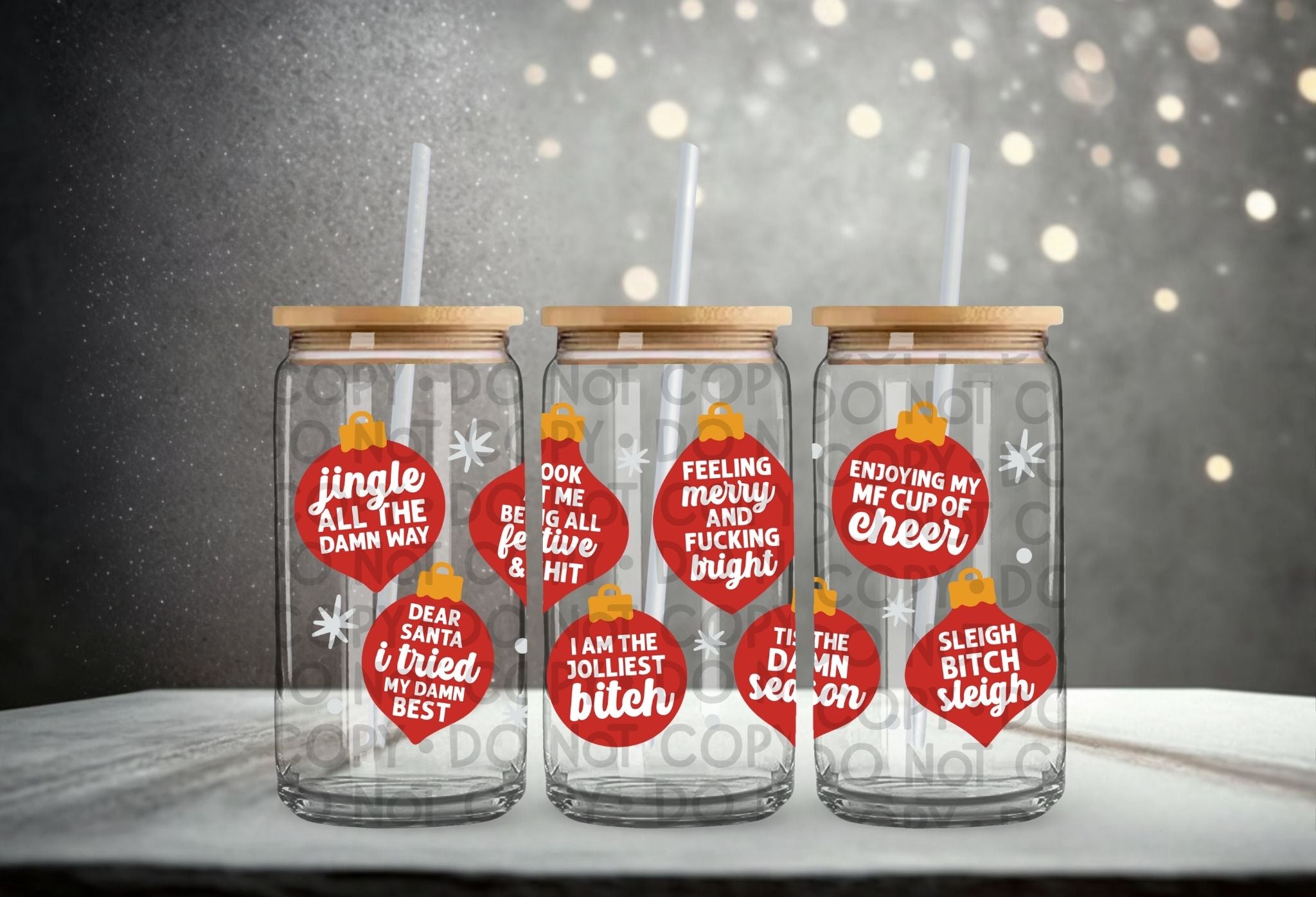 Christmas Bulb Affirmations Wrap 16oz - UV DTF – Eh Okay Transfers