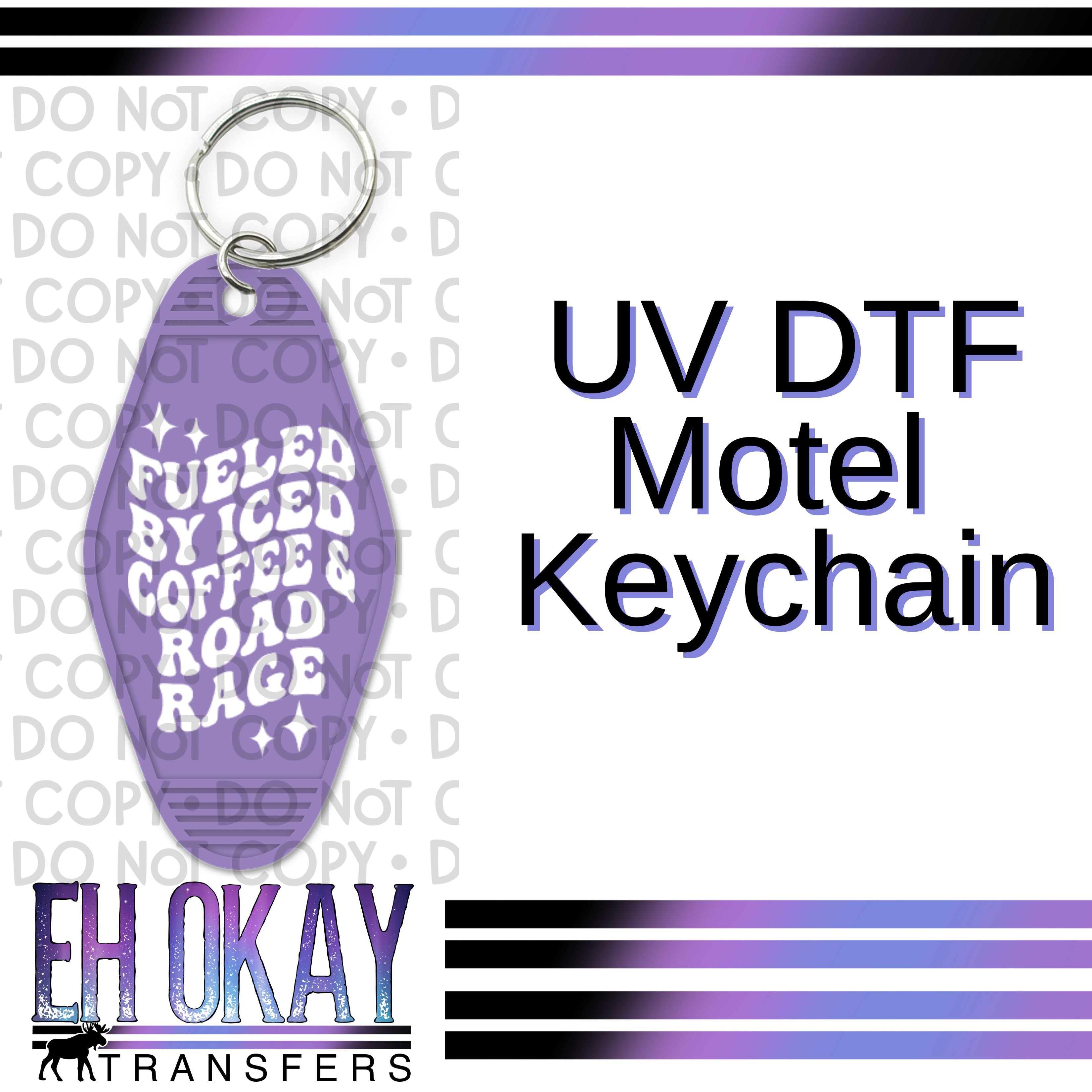 Fueled By Iced Coffee & Road Rage White - UV DTF Keychain Decal – Eh ...